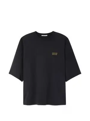 American Vintage Gixy Drop-shoulders Logo-detail Cotton T-shirt - Black