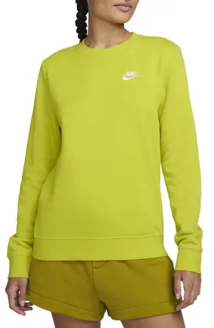 Nike Sportswear Club Fleece Crewneck Sweatshirt - Bright Cactus/white