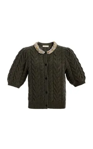 Ulla Johnson Olivia Embellished Wool-cashmere Cardigan - Dark Grey