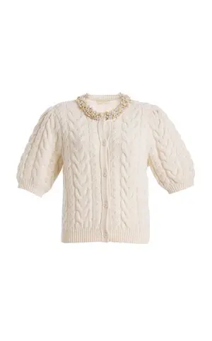 Ulla Johnson Olivia Embellished Wool-cashmere Cardigan - White