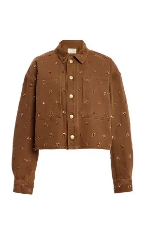 Ulla Johnson The Bobbi Embellished Denim Jacket - Brown