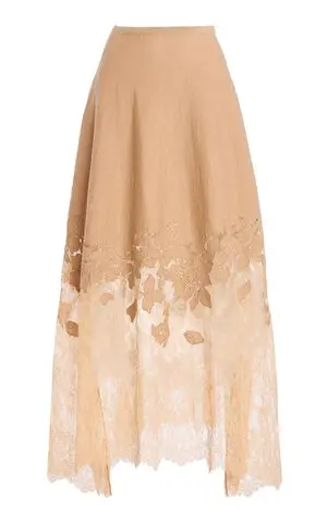 Ulla Johnson Josina Lace Midi Skirt - Brown