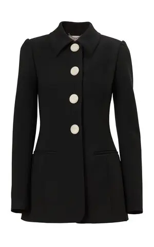 Carolina Herrera Bi-stretch Wool Tailored Jacket - Black