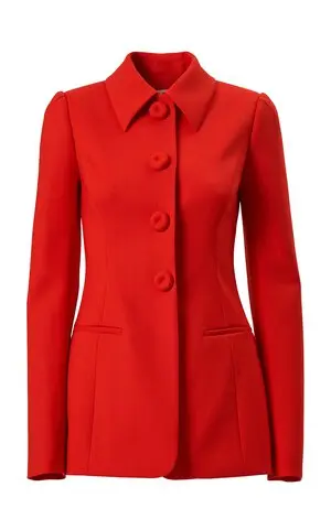 Carolina Herrera Bi-stretch Wool Tailored Jacket - Red