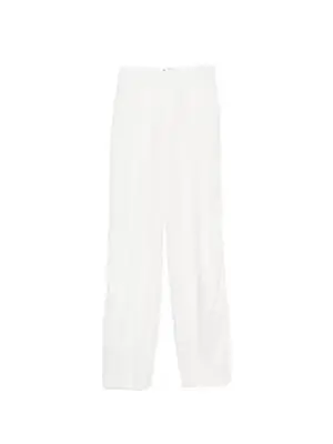Elisabetta Franchi Pleated Ivory Trousers - White