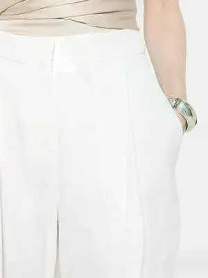 Elisabetta Franchi Pleated Ivory Trousers - White