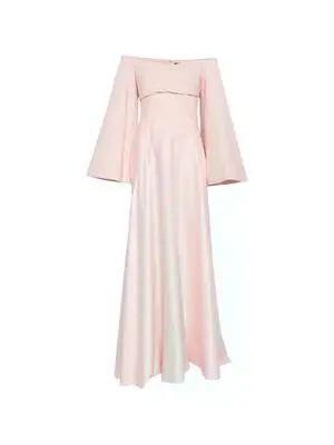 Solace London Rina Flared-sleeve Maxi Dress - Pink