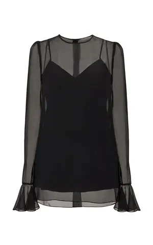 Carolina Herrera Silk Chiffon Top - Black
