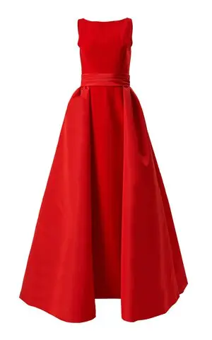 Carolina Herrera Overskirt-detailed Silk Faille Column Gown - Red