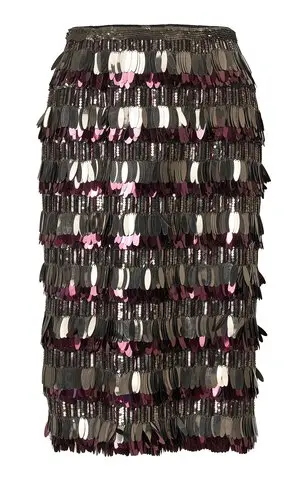 Carolina Herrera Sequined Silk Double Georgette Knee-length Skirt - Multi