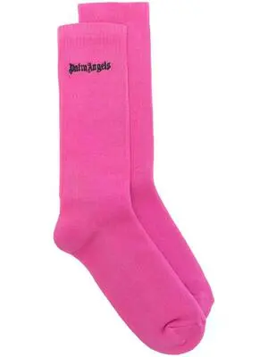 Palm Angels Logo-embroidered Ribbed Socks - Pink