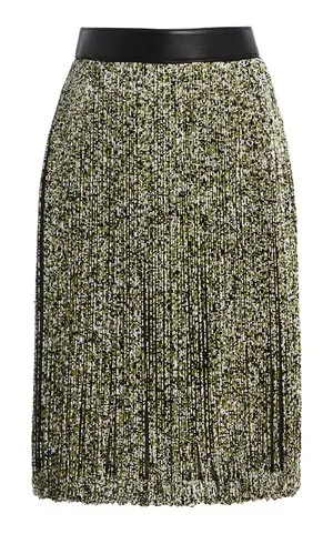 BRANDON MAXWELL The Juno Bead-Embroidered Knee-Length Skirt