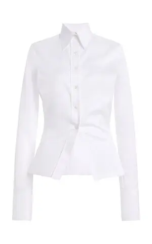 Brandon Maxwell The Ceci Split-hem Satin-cotton Button-down Shirt - White