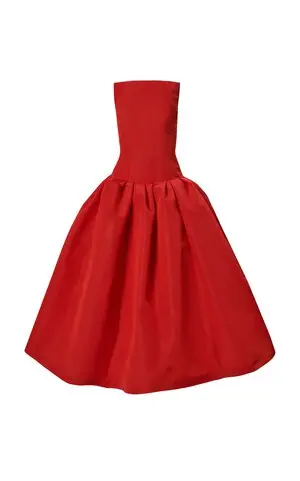 Carolina Herrera Strapless Silk Faille Gown - Red