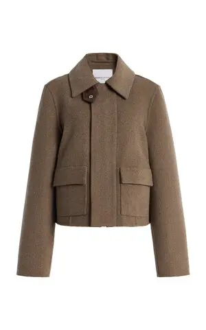 Brandon Maxwell The Remi Collared Wool-cashmere Jacket - Taupe