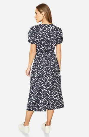 YUMI Spot Print Midi Tea Dress