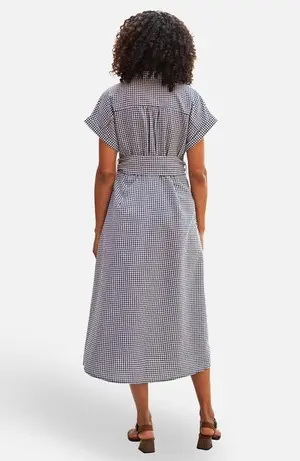 YUMI Gingham Relaxed Shirt Dress