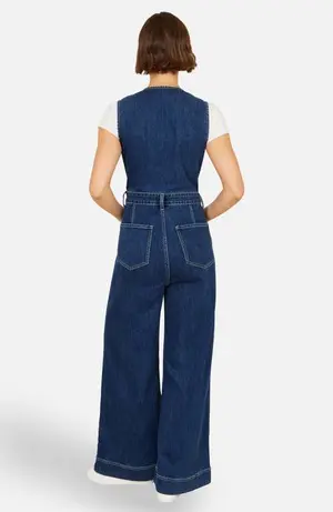 YUMI Denim Stretch Fitted Jumpsuit