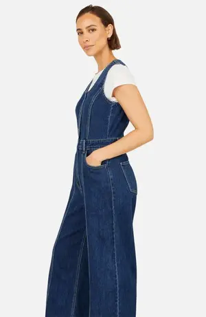 YUMI Denim Stretch Fitted Jumpsuit