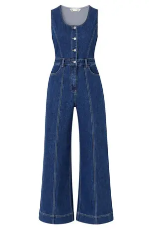 YUMI Denim Fitted Jumpsuit
