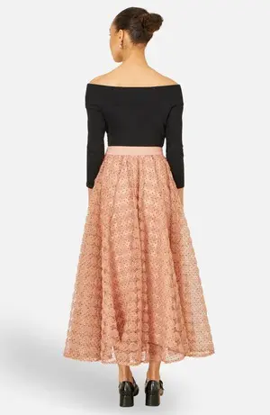 YUMI Spot And Rose Tulle Maxi Skirt