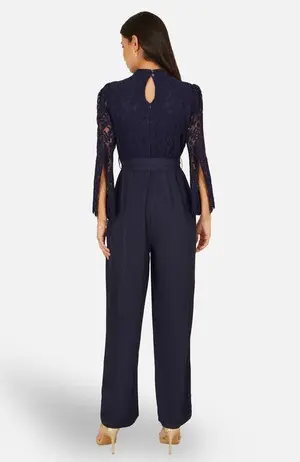 YUMI Lace Applique Wide Leg Jumpsuit