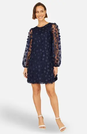 YUMI Floral Applique Tunic Dress