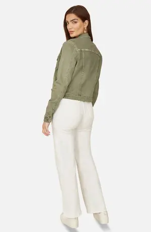 YUMI Stretch Cotton Denim Jacket - Green