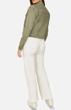 YUMI Stretch Cotton Denim Jacket - Green