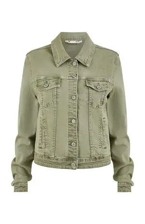 YUMI Stretch Cotton Denim Jacket - Green