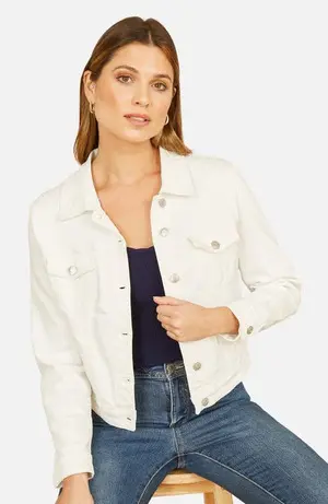 YUMI Stretch Cotton Denim Jacket - White