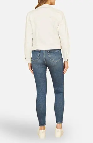 YUMI Stretch Cotton Denim Jacket - White