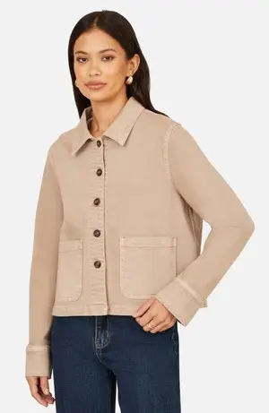YUMI Canvas Patch Pocket Jacket - Beige
