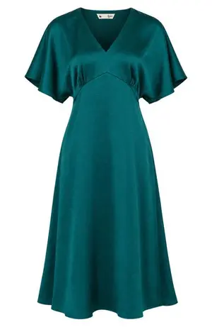 YUMI Satin Midi Dress - Green
