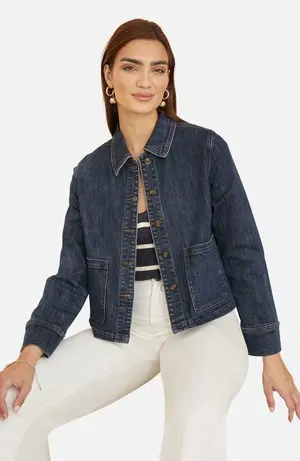 YUMI Denim Jacket With Patch Pockets - Blue