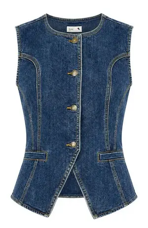 YUMI Stretch Long Denim Waistcoat