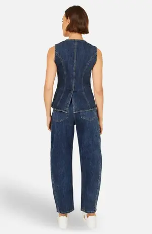 YUMI Stretch Long Denim Waistcoat