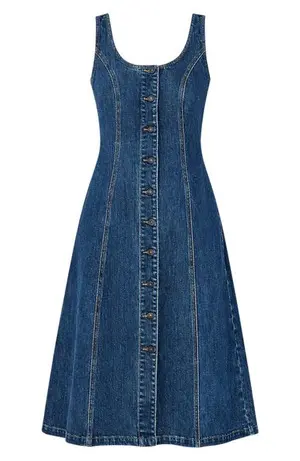 YUMI Stretch Denim Panel Fitted Dress