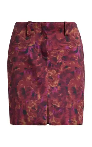 Brandon Maxwell The Lex Floral Stretch-mikado Mini Skirt - Red