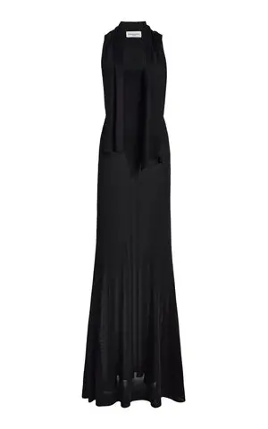 Brandon Maxwell The Siena Scarf-detailed Gown - Black