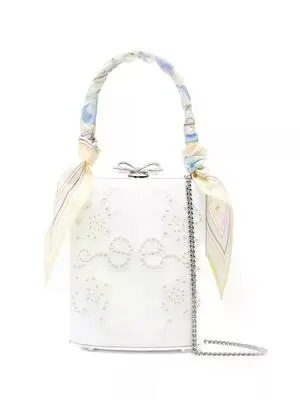 SELF-PORTRAIT Bow-detail Clutch Bag - White