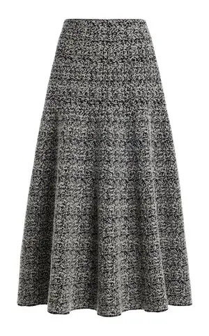 Brandon Maxwell The Miller Structured Wool-Jacquard Midi Skirt Black