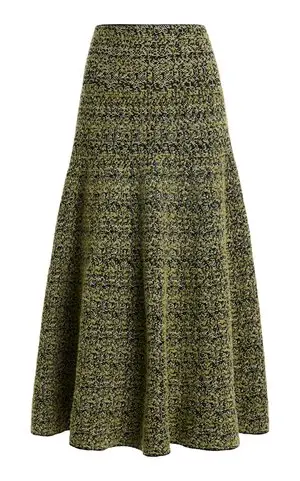 Brandon Maxwell The Miller Structured Wool-jacquard Midi Skirt - Green