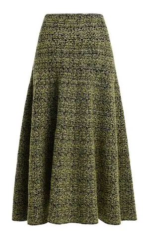 Brandon Maxwell The Miller Structured Wool-jacquard Midi Skirt - Green