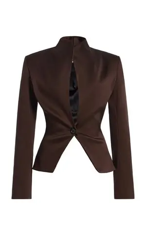 Brandon Maxwell The Alora Shrunken Stretch-mikado Jacket - Brown