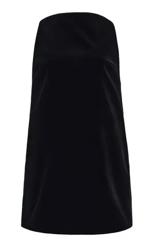 Brandon Maxwell The Sable Boatneck Bonded-velvet Mini Dress - Black