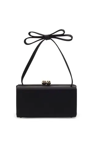 Carolina Herrera Mimi Bow Satin Top Handle Black