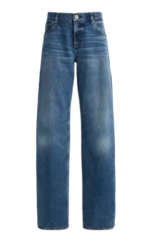 Brandon Maxwell The Lana Pleated Denim Wide-leg Jeans - Medium Wash