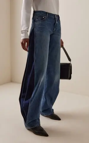 Brandon Maxwell The Lana Pleated Denim Wide-leg Jeans
