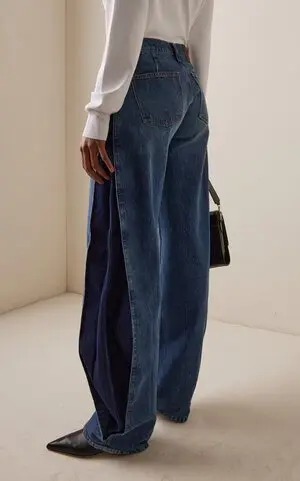 Brandon Maxwell The Lana Pleated Denim Wide-leg Jeans